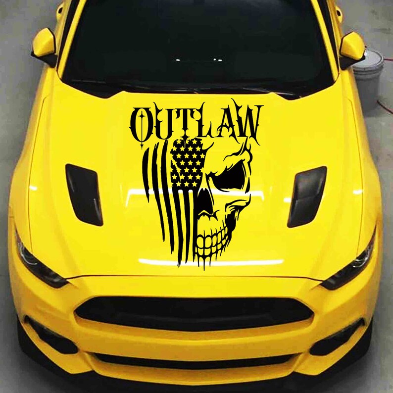 USA Outlaw Skull Flag Distressed Decal Sticker Vinyl Graphic American ...