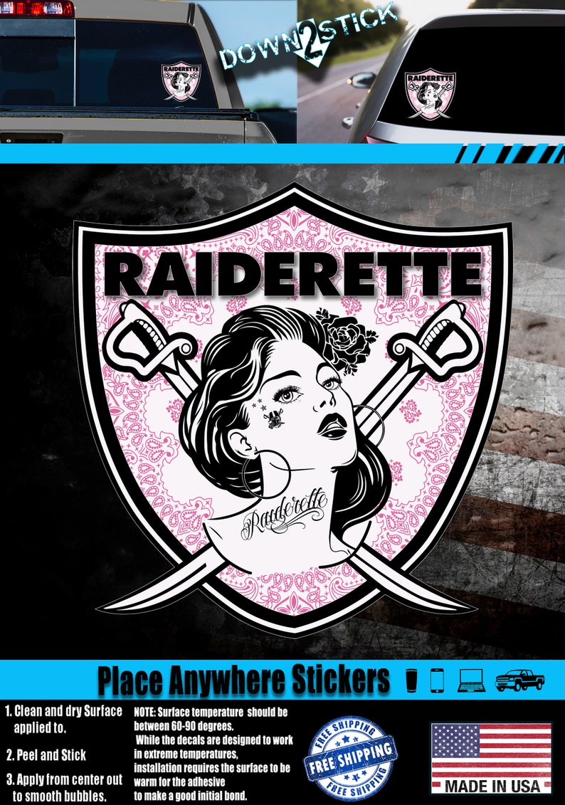 Raiderette Bandana Vinyl Sticker, Female Las Vegas Raider Fan Decal ...