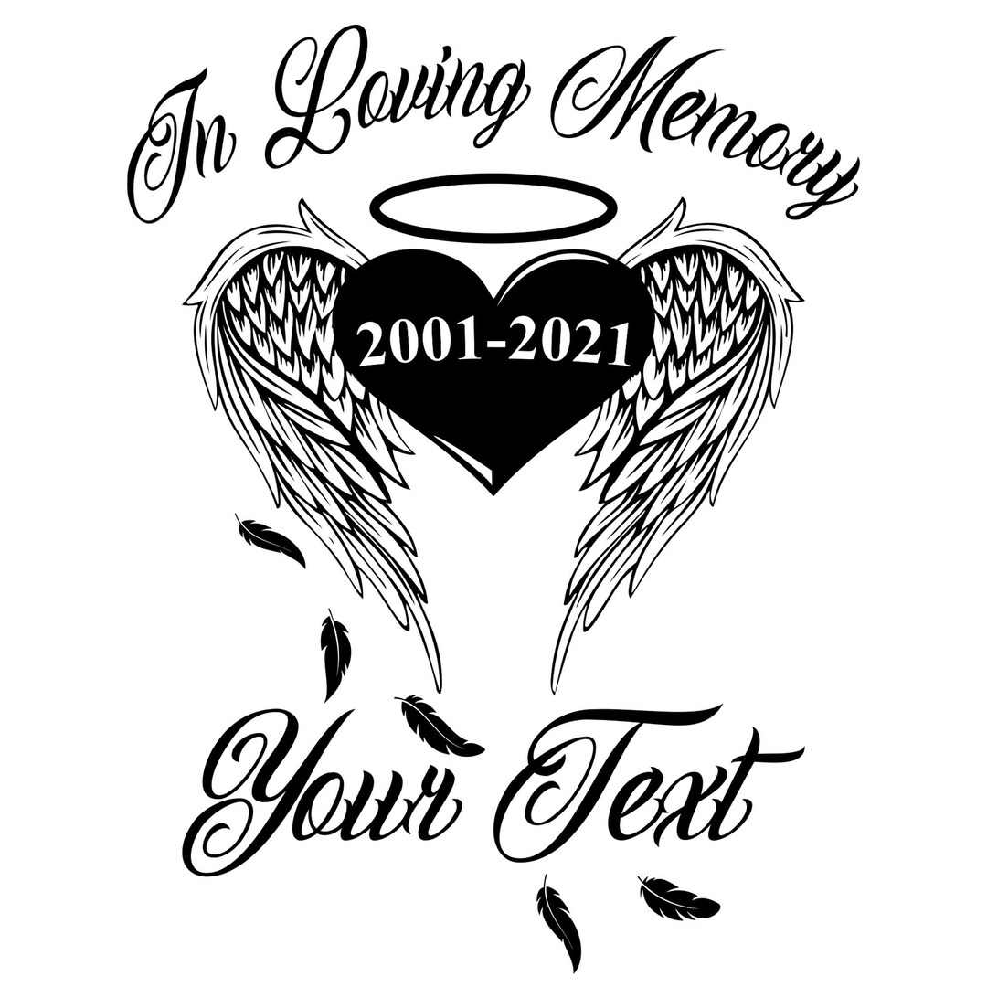 In Loving Memory Angel Wings Heart Vinyl Decal - Etsy