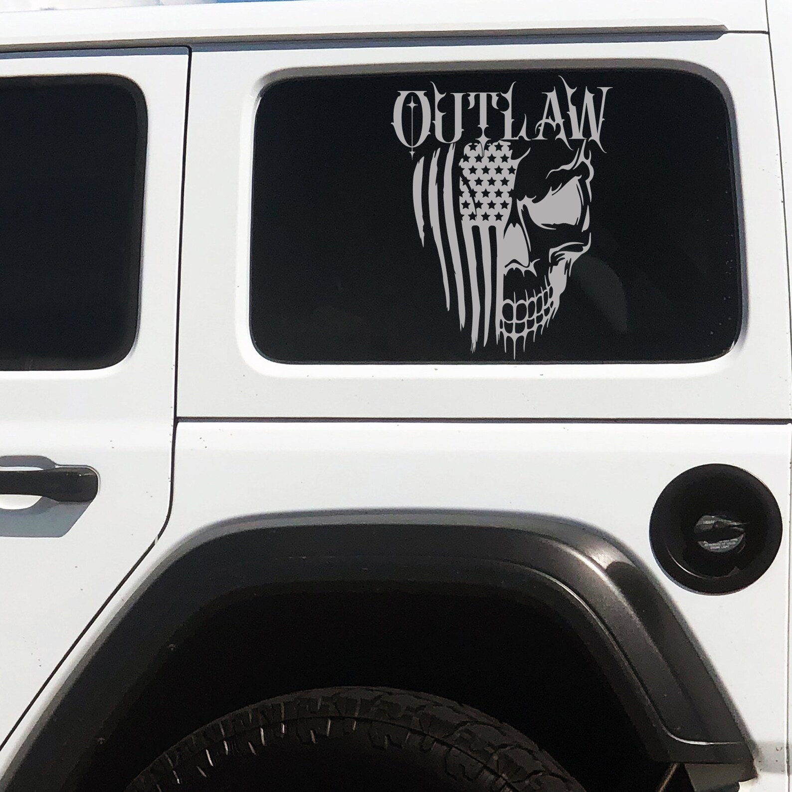 USA Outlaw Skull Flag Distressed Decal Sticker Vinyl Graphic American ...