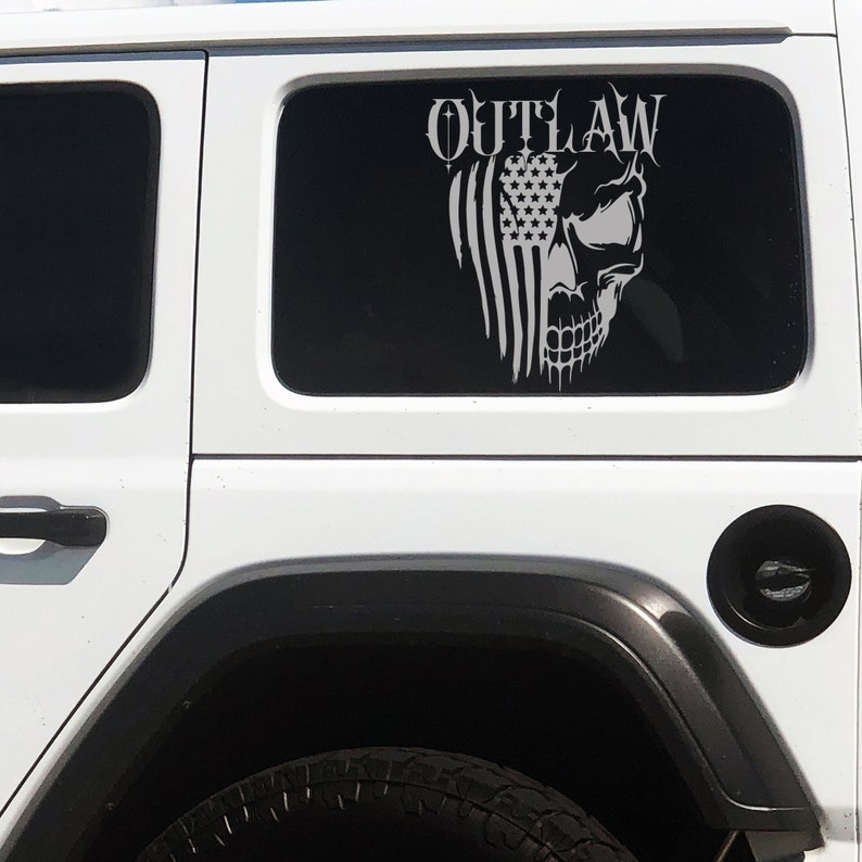 USA Outlaw Skull Flag Distressed Decal Sticker Vinyl Graphic American ...