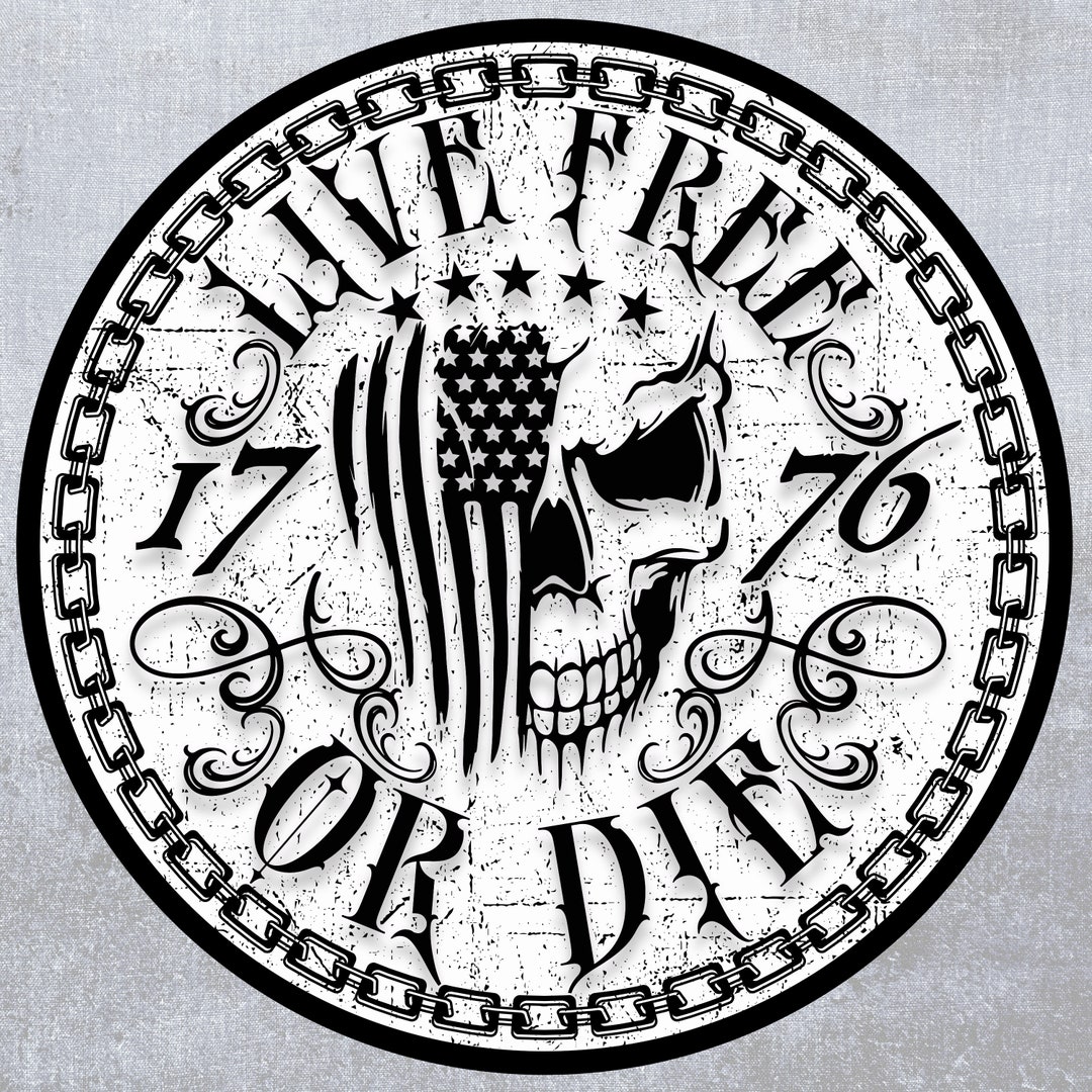 Live Free or Die Sticker, Patriotic Skull Sticker ,1776 Decal, Skull ...