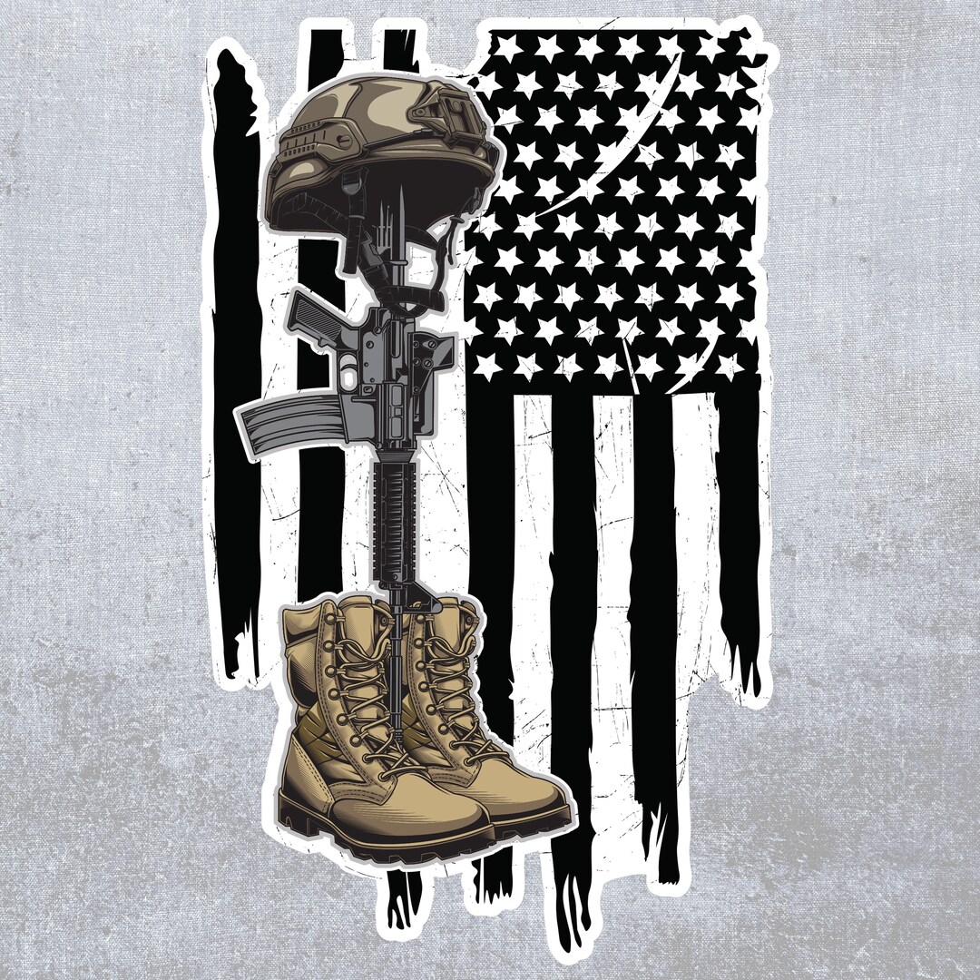 Battle Cross American Flag, Fallen Soldier Sticker, Boots, Dog Tag ...