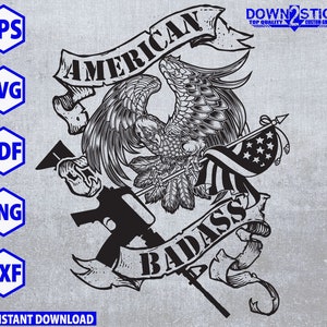 American Badass, American Eagle, US Flag Rifle, Svg-dxf-pdf-png - Etsy