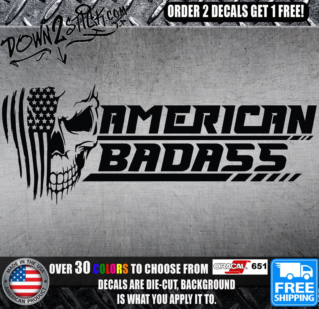 American Badass Skull Flag Vinyl Decal - Etsy
