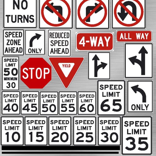 Road Signs Set 2 FONT Freeway Interstate Highway Street - Etsy