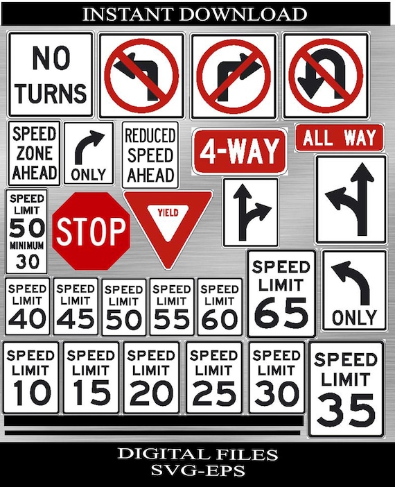 Road Signs Set 1 Freeway Interstate Highway Street Stop | Etsy