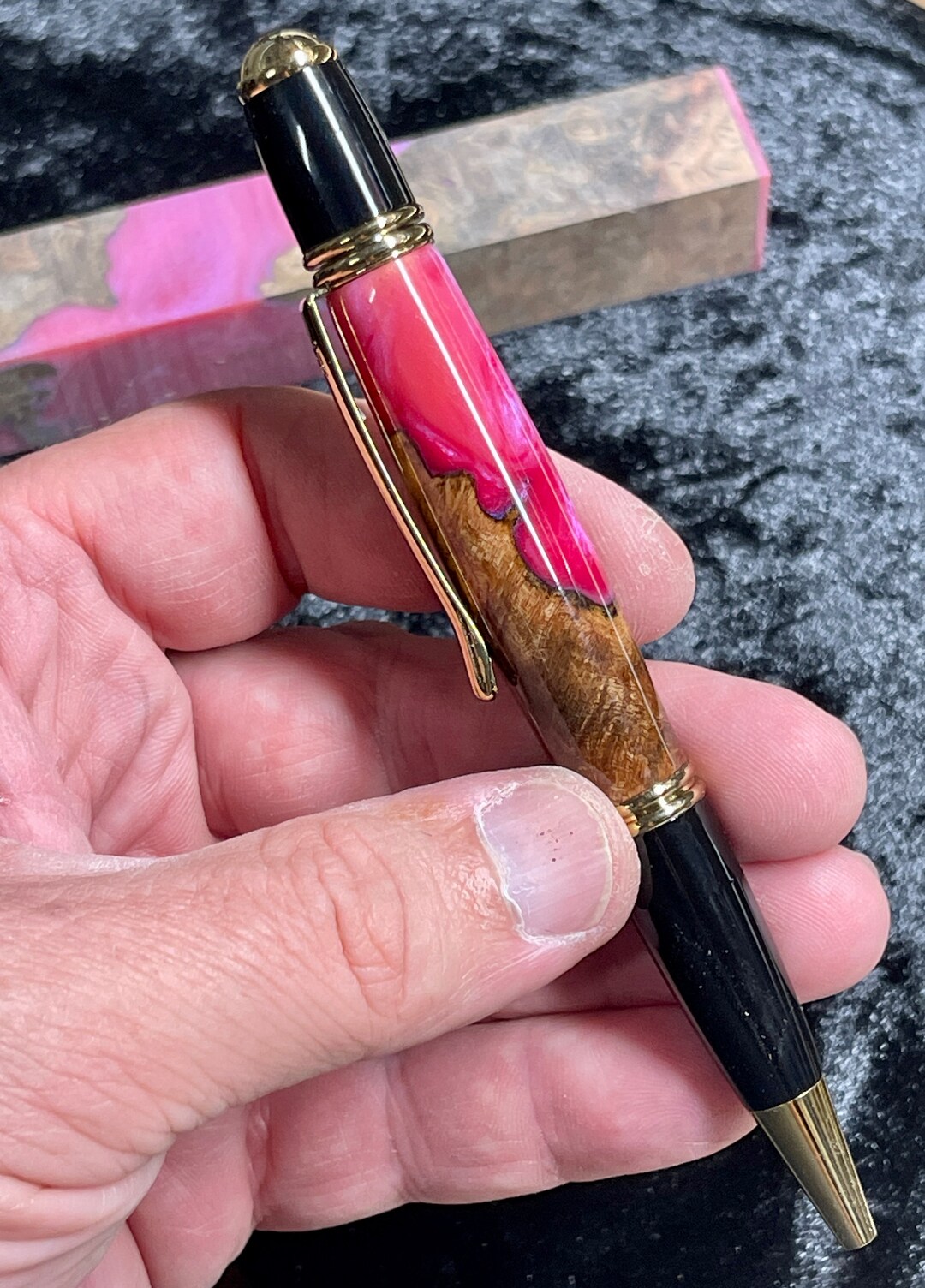 Custom Hand-turned Pen Made of a Hybrid of Resin and Mallee Burl Wood ...