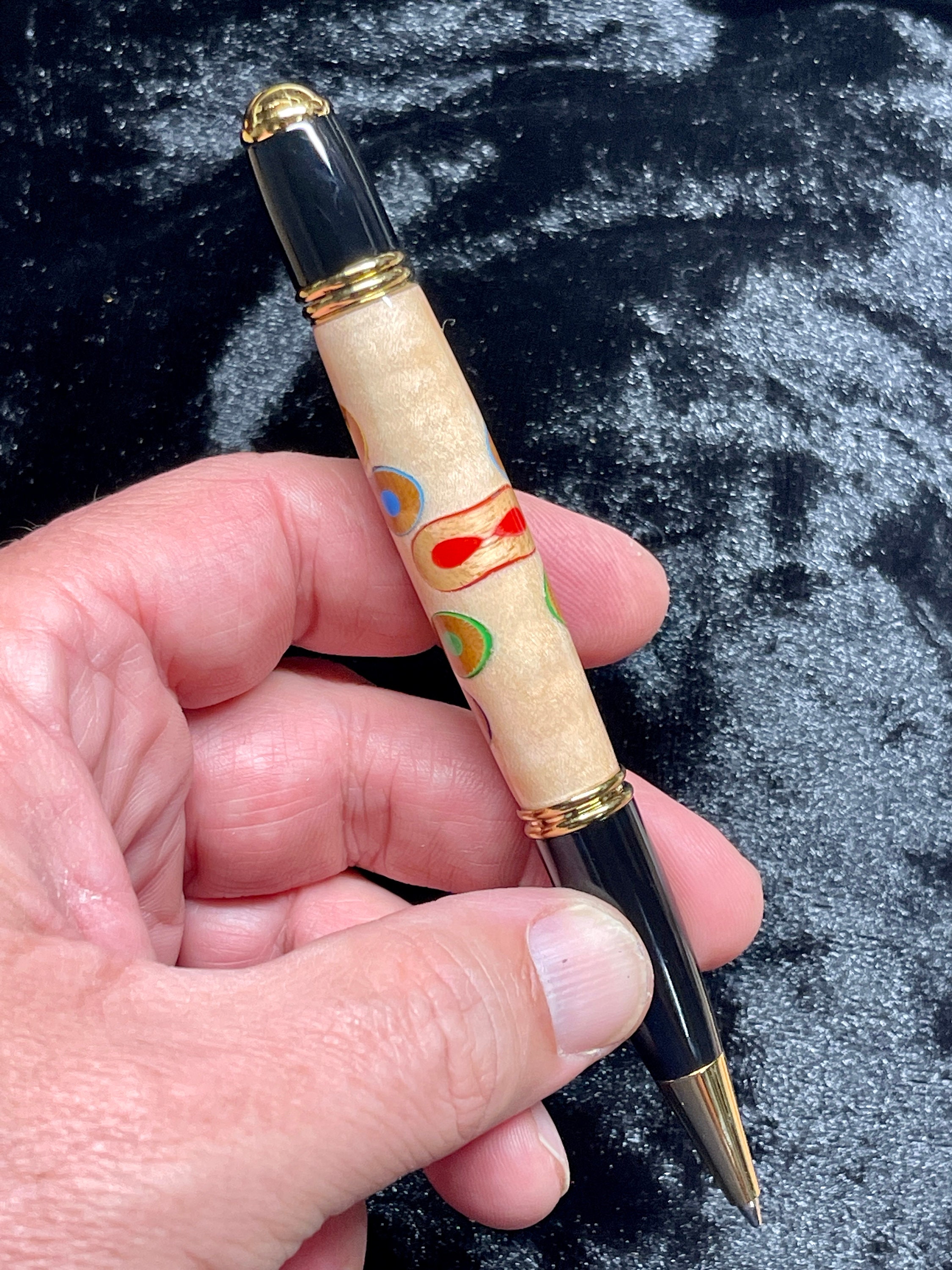 Custom Hand-turned Pen in Curly Maple Wood With Colored - Etsy