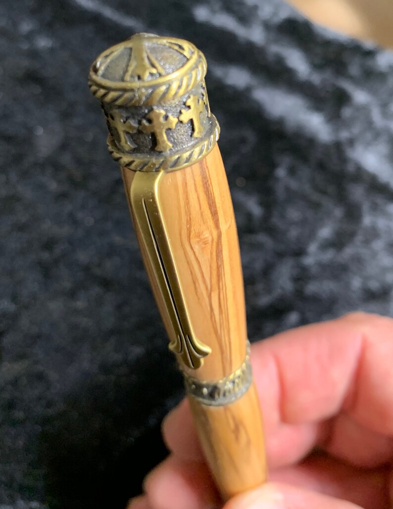 Christian-themed Custom Hand-turned Pen Made From Olive Wood From ...
