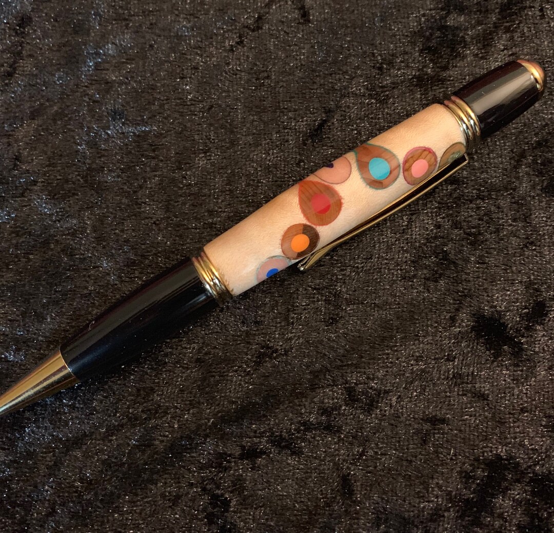 Custom Hand-turned Pen in Curly Maple Wood With Colored - Etsy