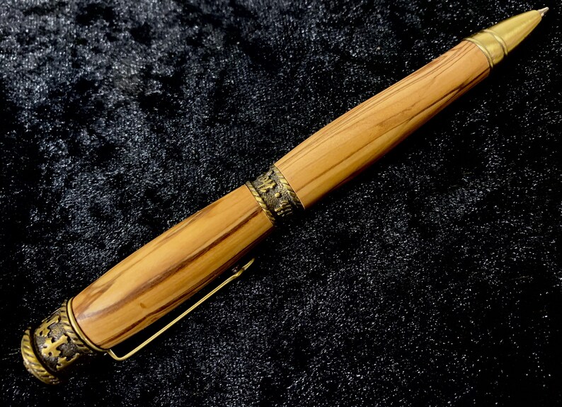 Christian-themed Custom Hand-turned Pen Made From Olive Wood From ...