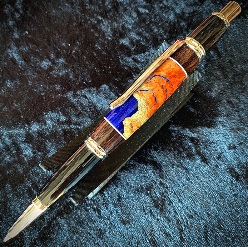 Custom Hand-turned Pen From the Mallee Burl Wood, African Black Wood ...
