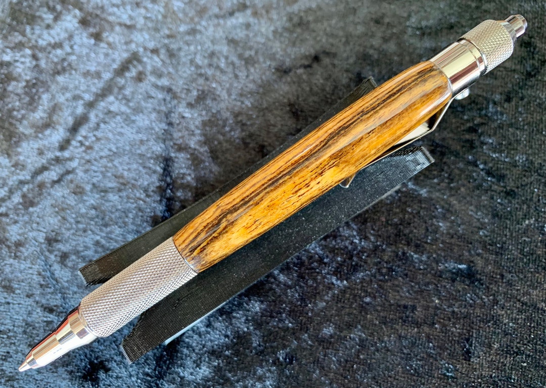 Custom Hand-turned Pen, Made From Bacote Wood W/ Stainless Steel ...