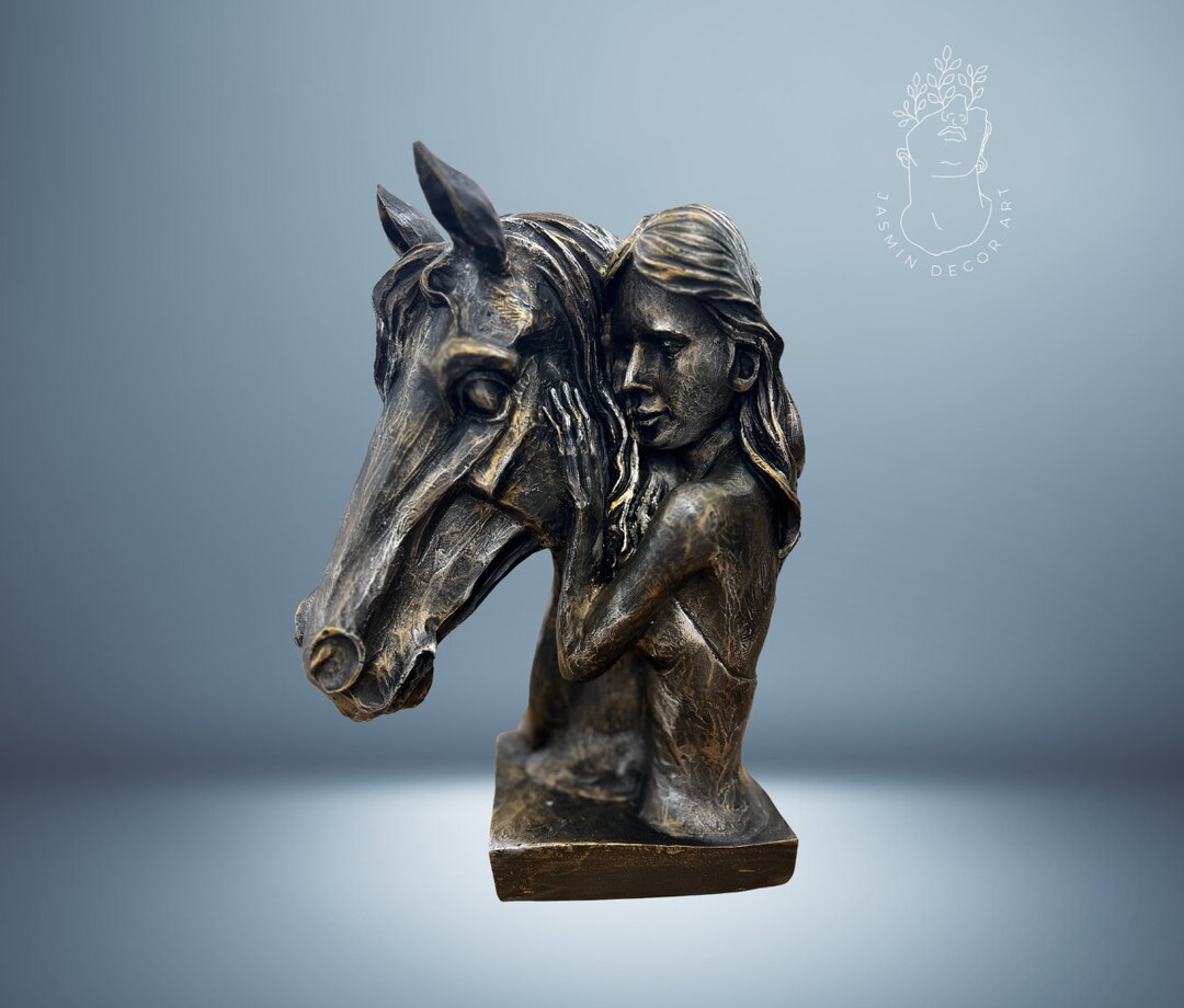 Handcrafted Horse and Woman Sculpture Equestrian Decor Accent - Etsy