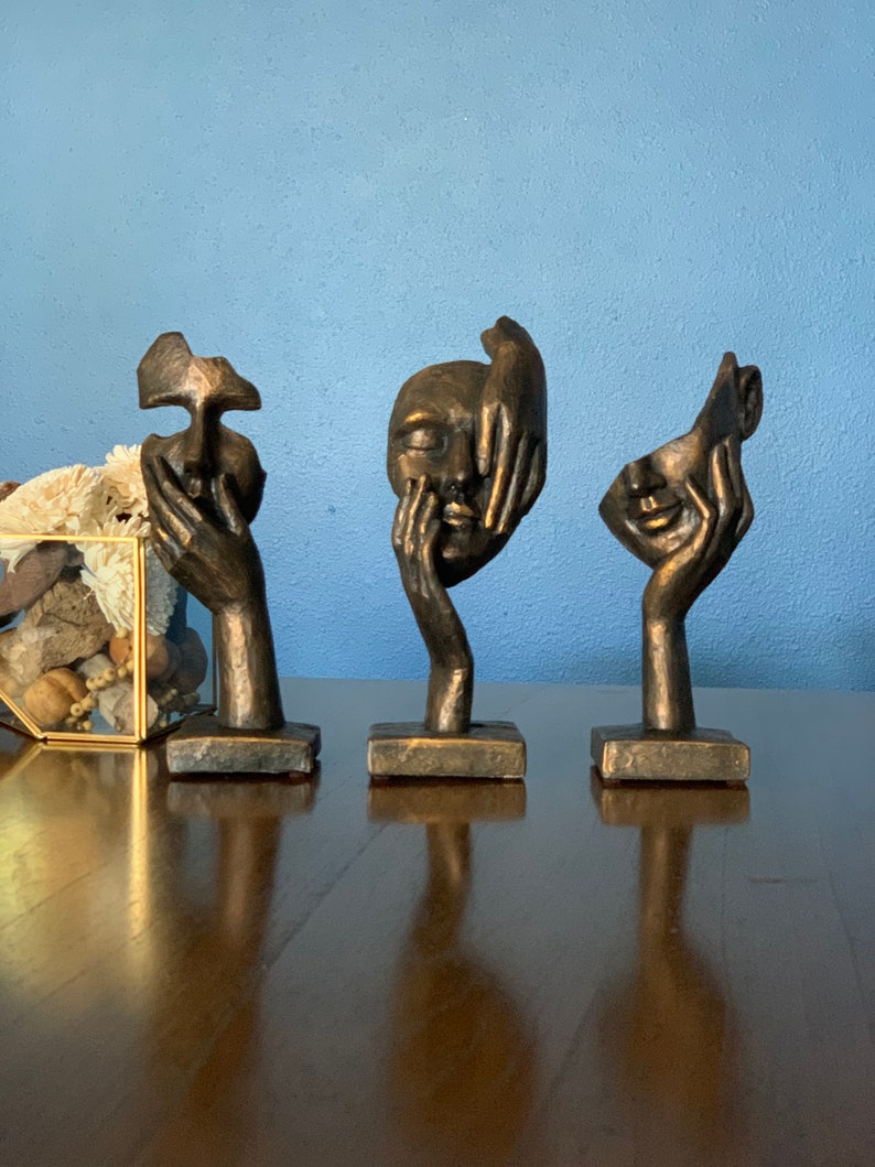 Creative Abstract Decor Statue Face Hand Statues Sculptures - Etsy