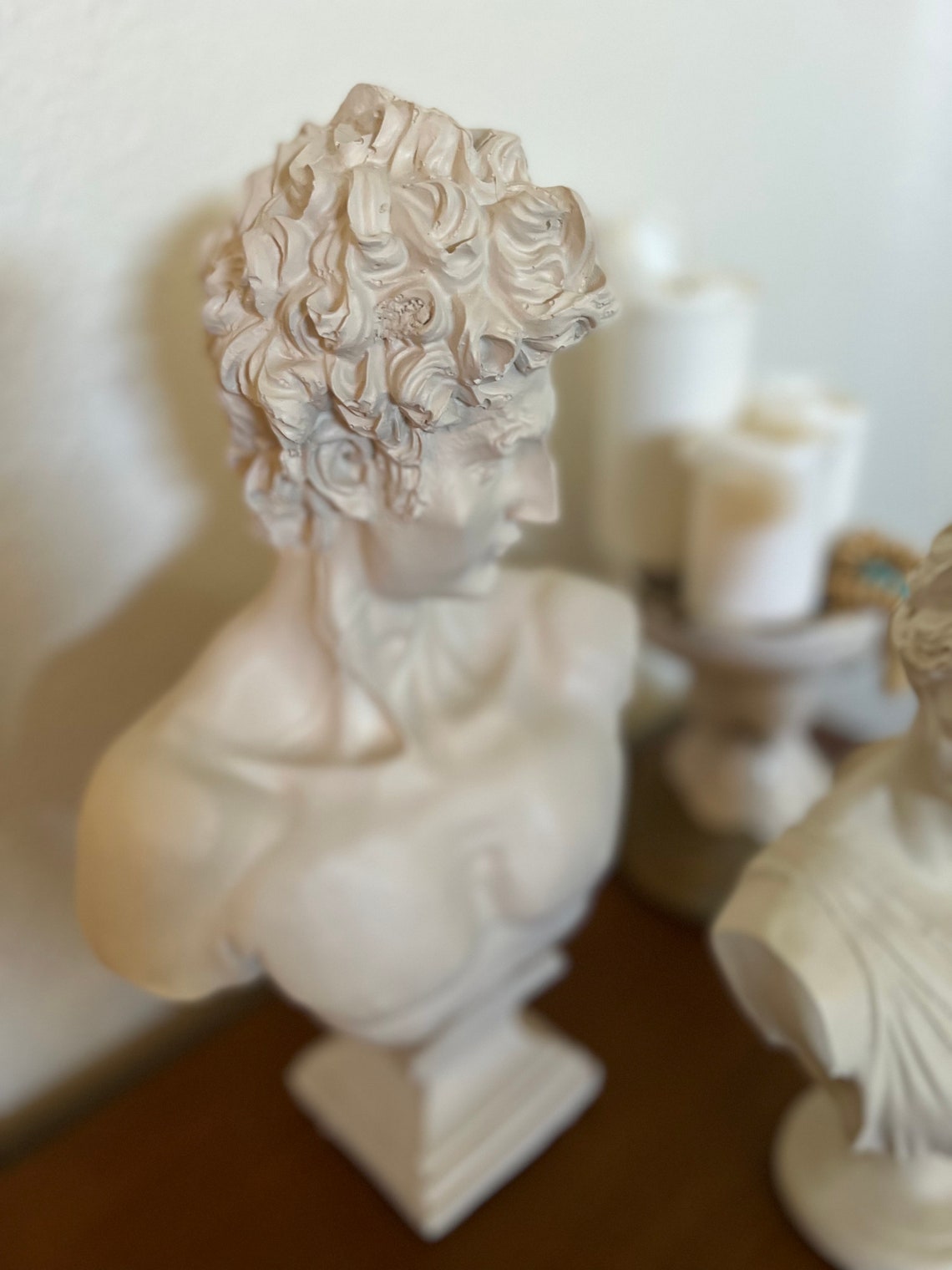 Large David Bust Statue 17”, Gold Striped Roman Sculpture, Modern ...
