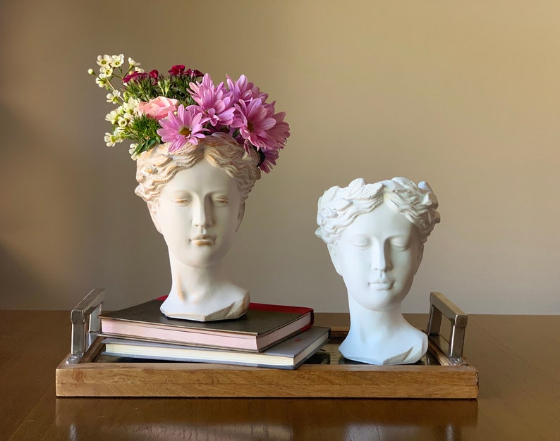 Venus Bust Statue Planter: Handmade Marble & Concrete Greek Goddess ...