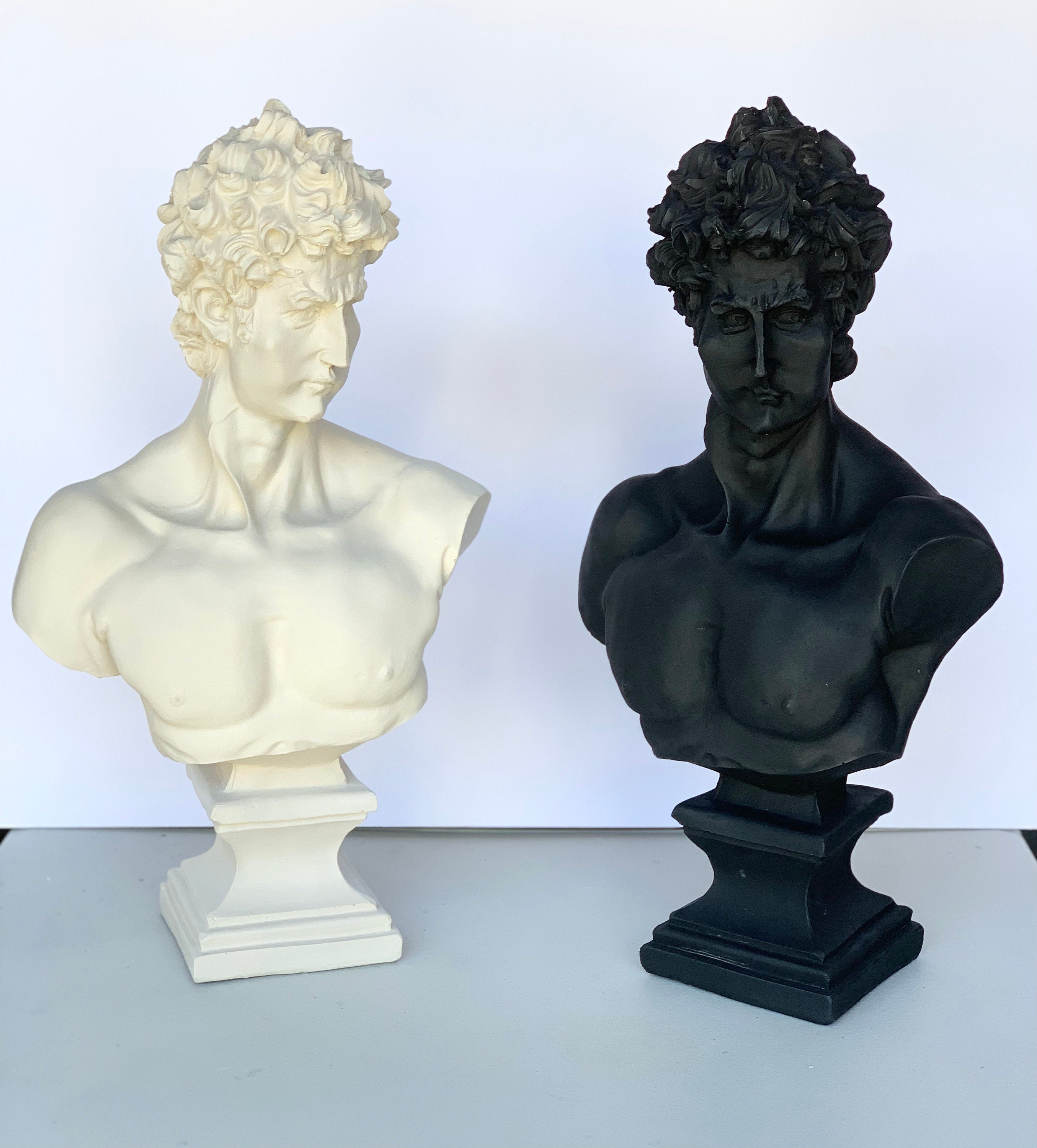 Large David Bust Statue 17”, Gold Striped Roman Sculpture, Modern ...
