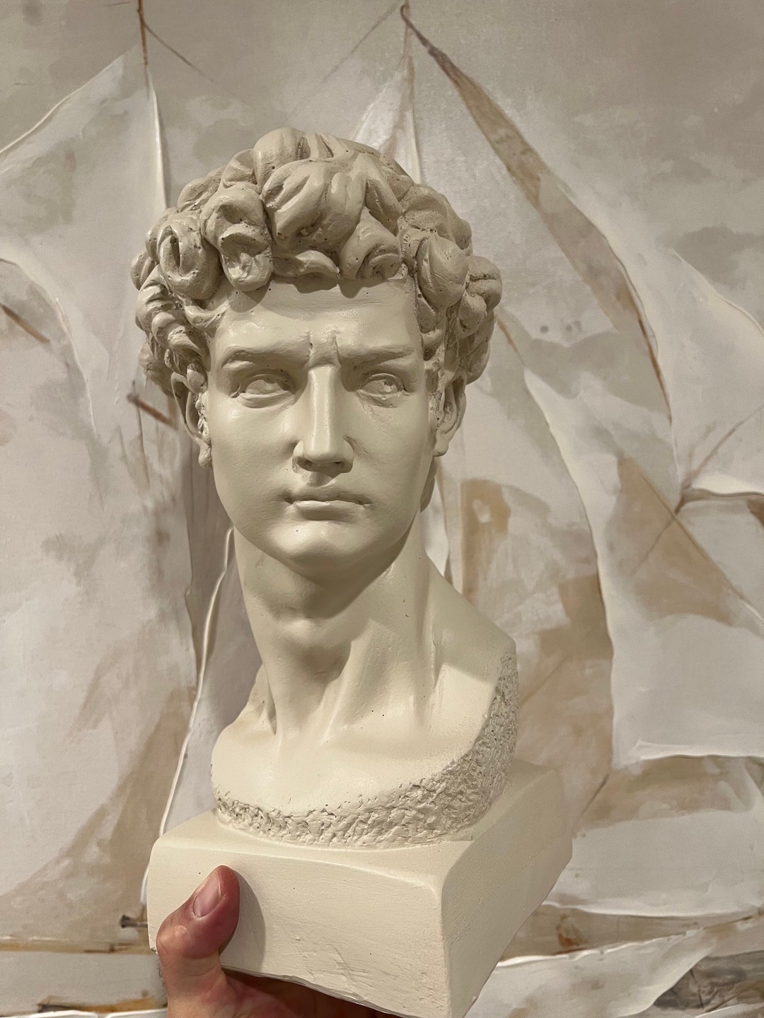 Elegant White David Sculpture - 13” Classic Masterpiece in Marble ...