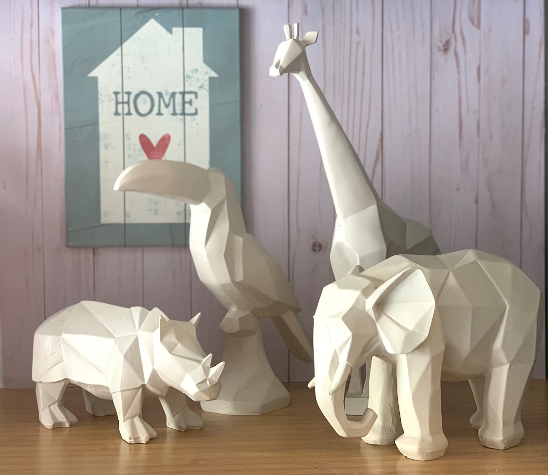 Modern Geometric Art Sculptures of Wildlife for Home Décor, Geometric ...