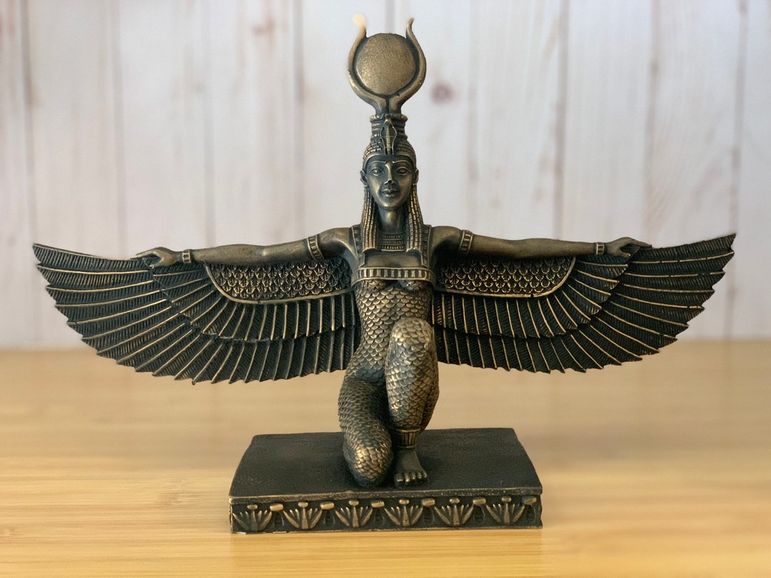 Egyptian Goddess Winged Isis Statue, Handmade Statue, Egyptian Goddess ...