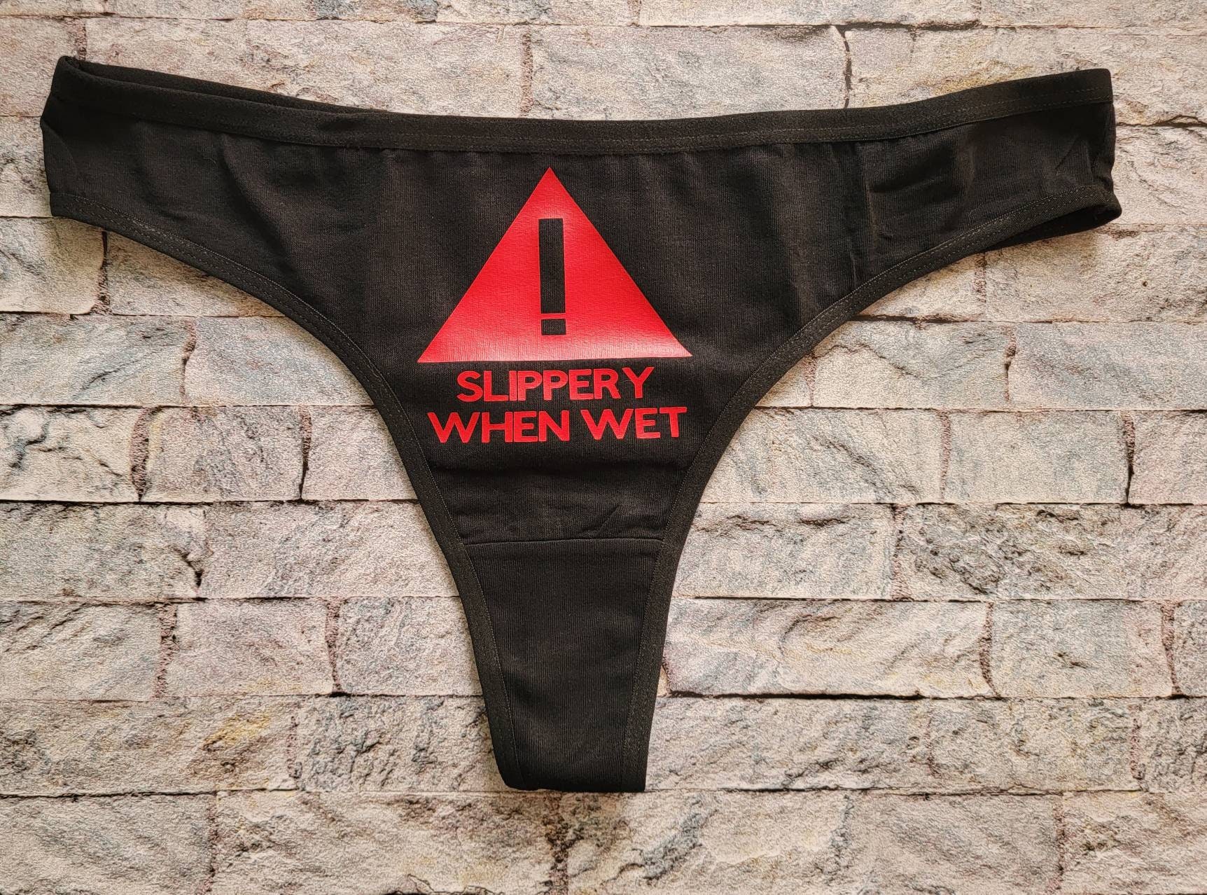 Slippery When Wet Ladies Black Thongs or Bikini Style Panties Naughty ...