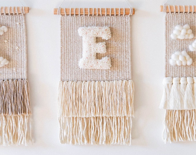 Personalised Initial Woven Wall Hanging, Custom Letter Nursery Decor ...