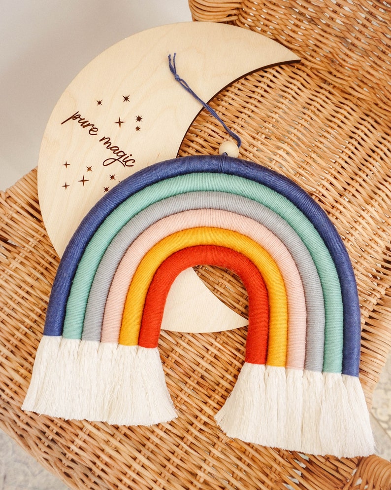 Vivid Retro Colors Macrame Rainbow Wall Hanging Fiber - Etsy