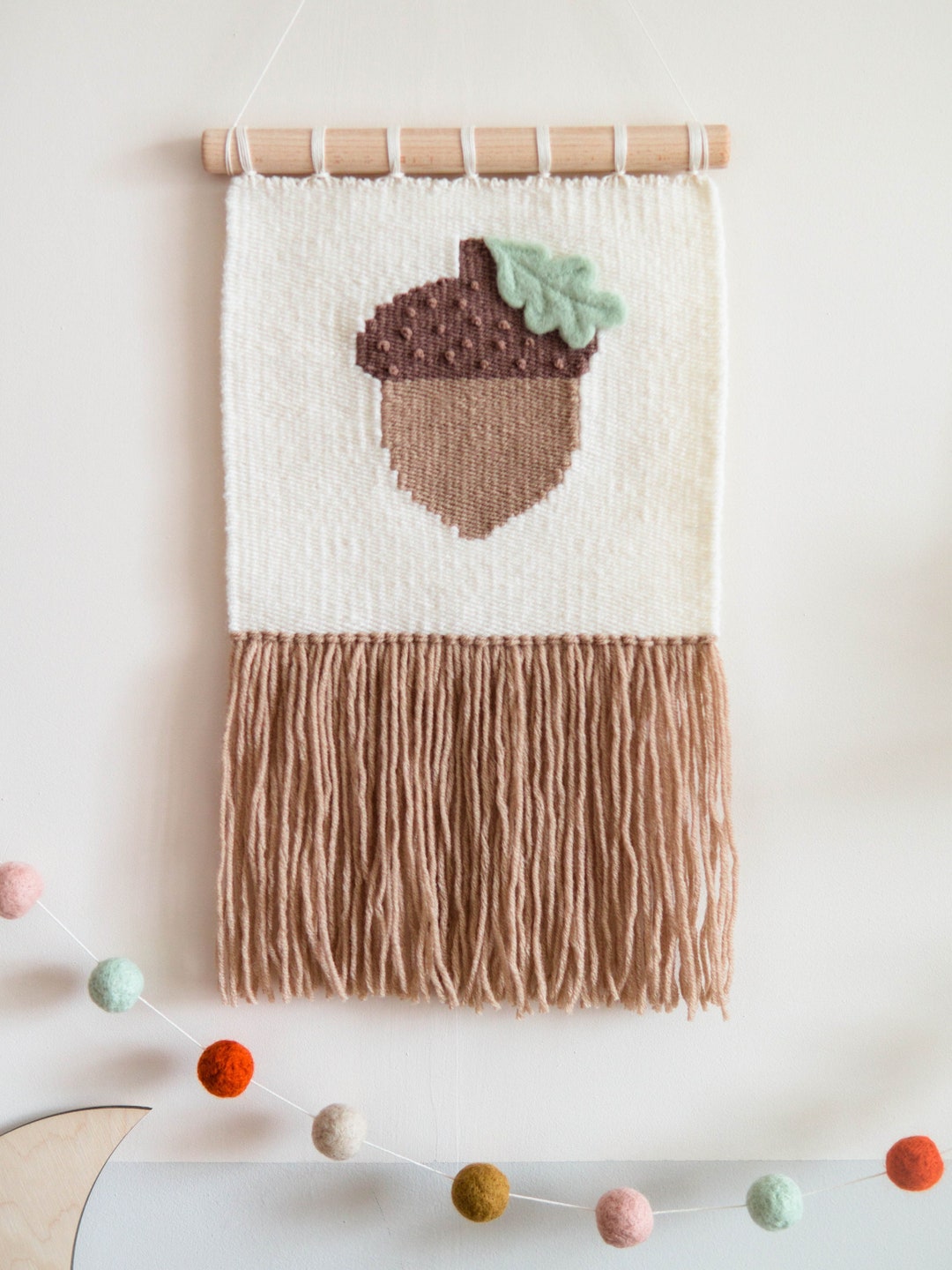 Acorn Woven Wall Hanging: Handmade Botanical Nursery Decor - Etsy