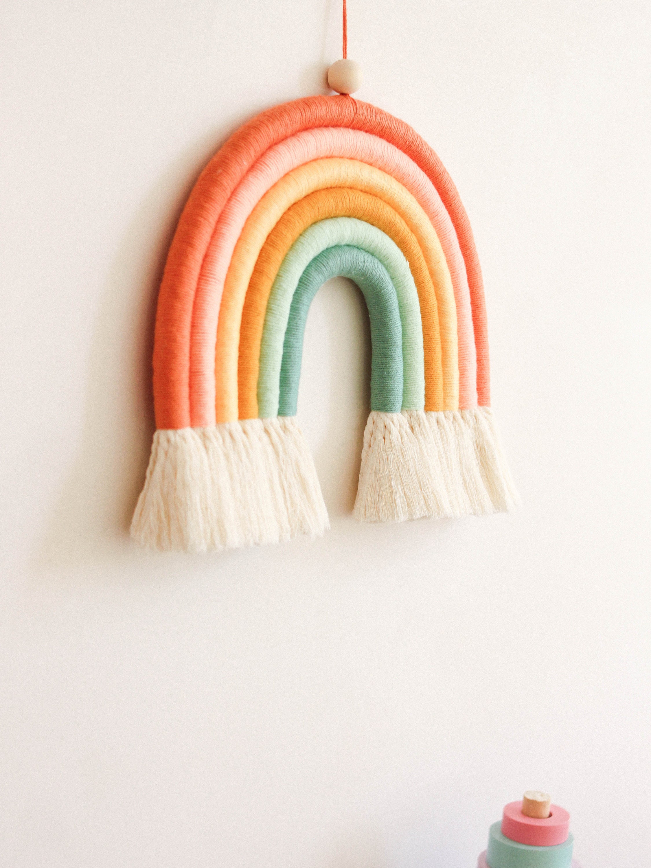 Retro Colors Macrame Rainbow Wall Hanging Fiber Rainbow | Etsy