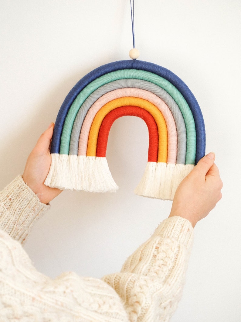 Vivid Retro Colors Macrame Rainbow Wall Hanging Fiber - Etsy