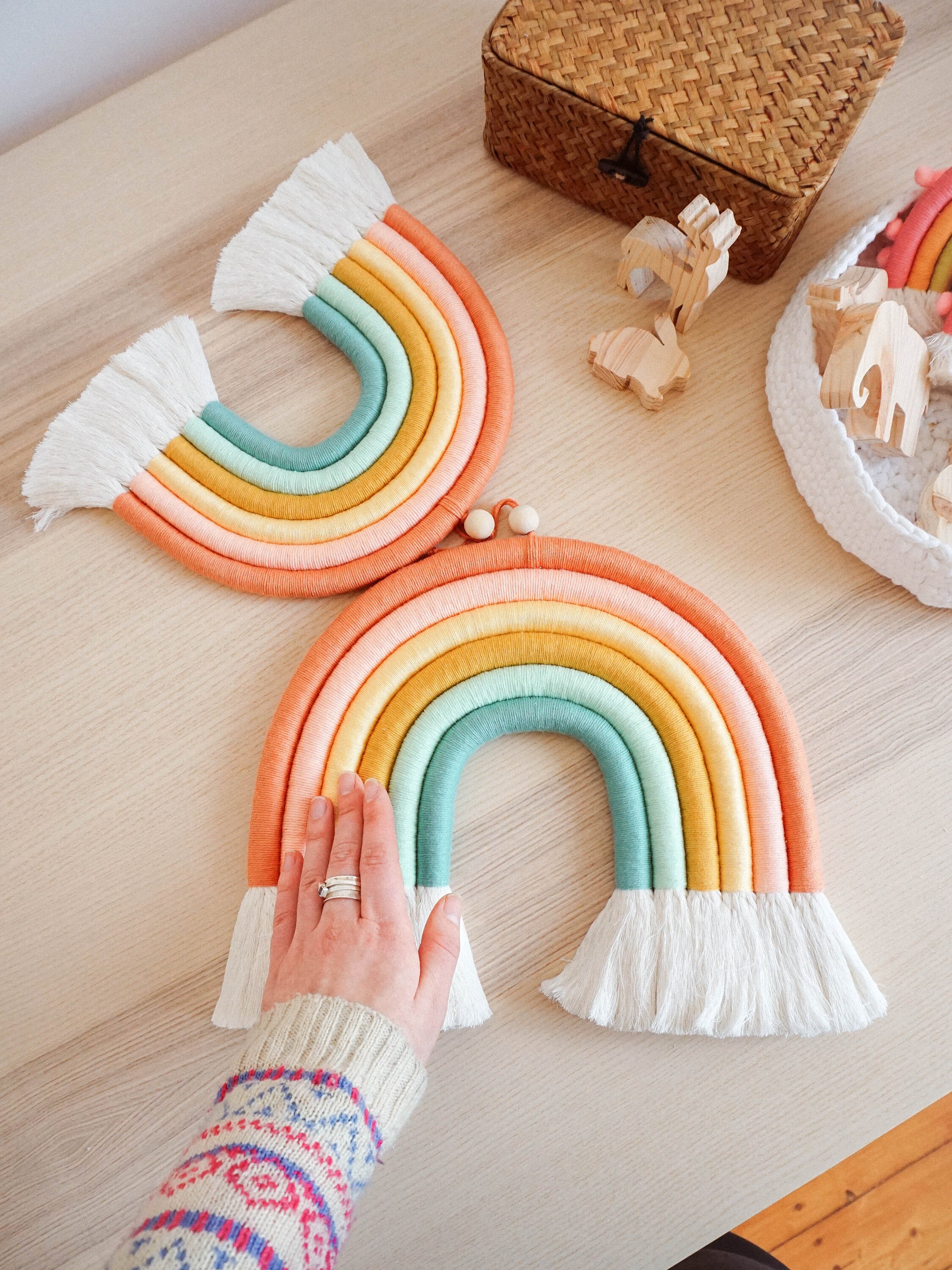 Retro Colors Macrame Rainbow Wall Hanging Fiber Rainbow | Etsy