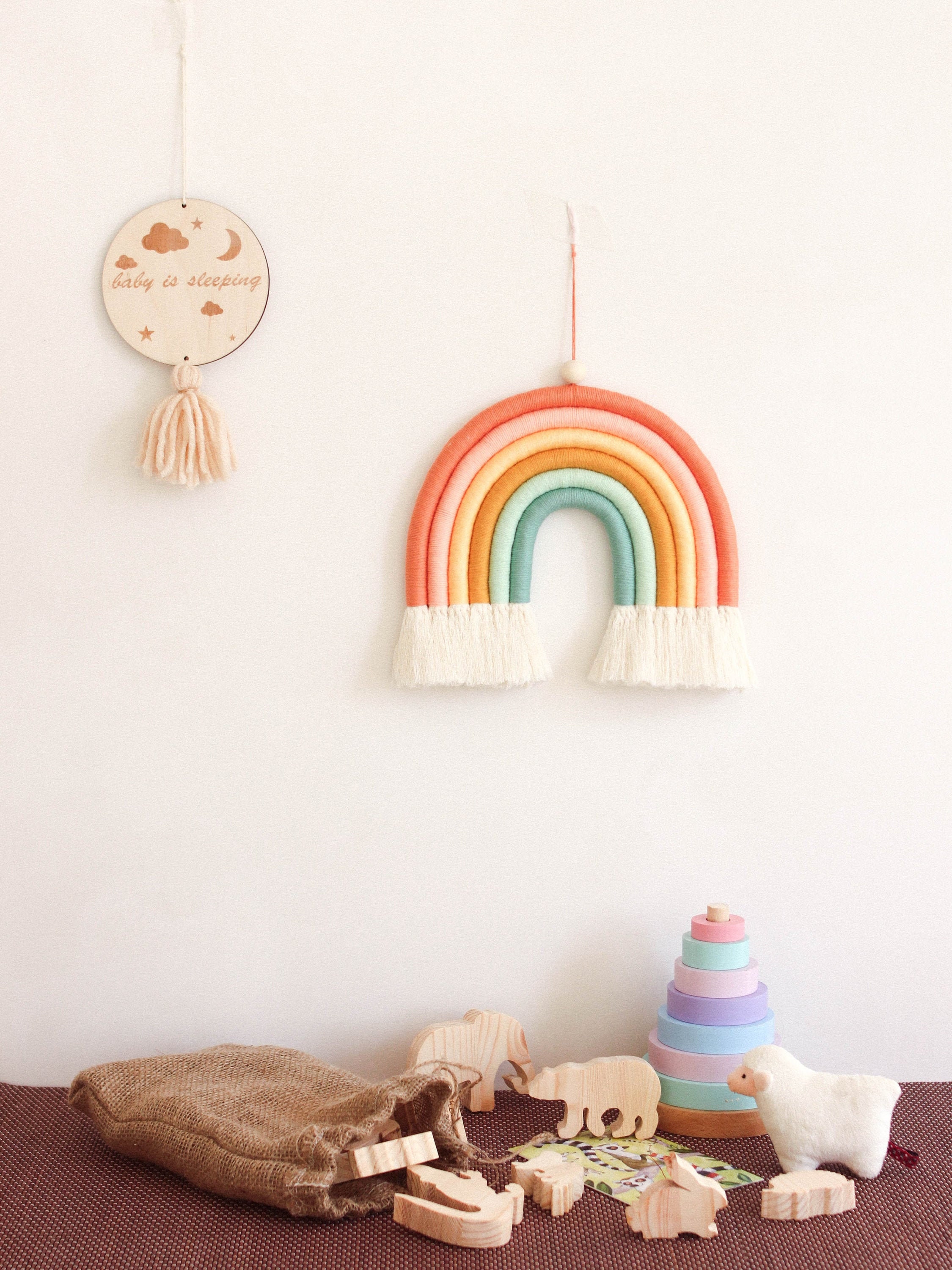 Retro Colors Macrame Rainbow Wall Hanging Fiber Rainbow | Etsy