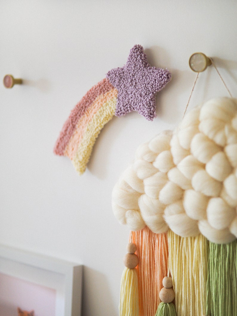 Punch Needle Shooting Star Wall Hanging Tufted Mini Rug - Etsy