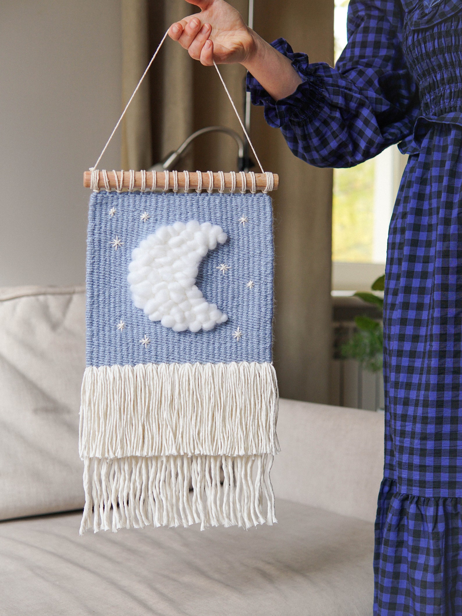 Moon Woven Wall Hanging Moon Decor for Neutral Nursery - Etsy