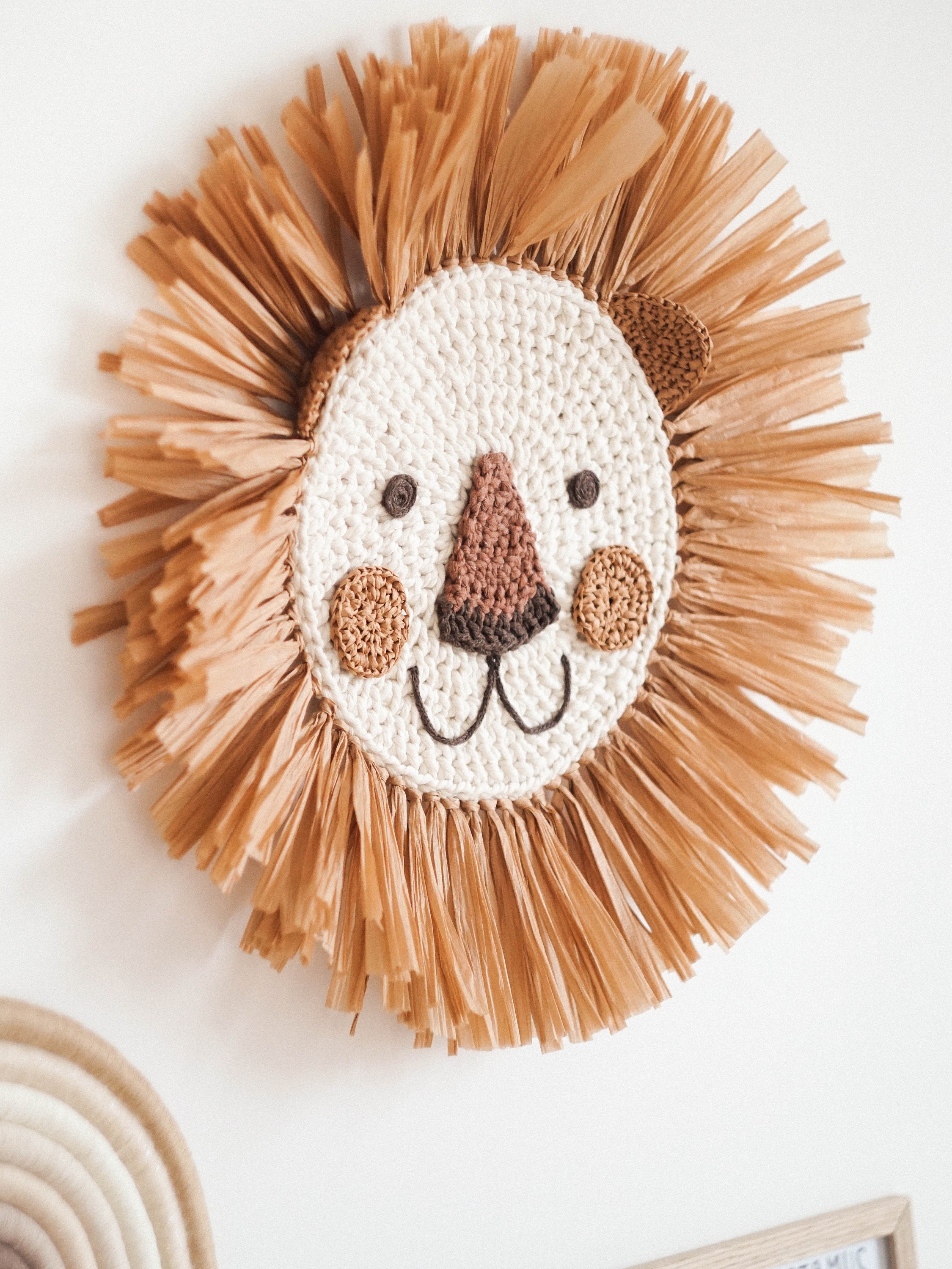 Lion Face Raffia Wall Hanging Safari Jungle Theme Nursery - Etsy Australia