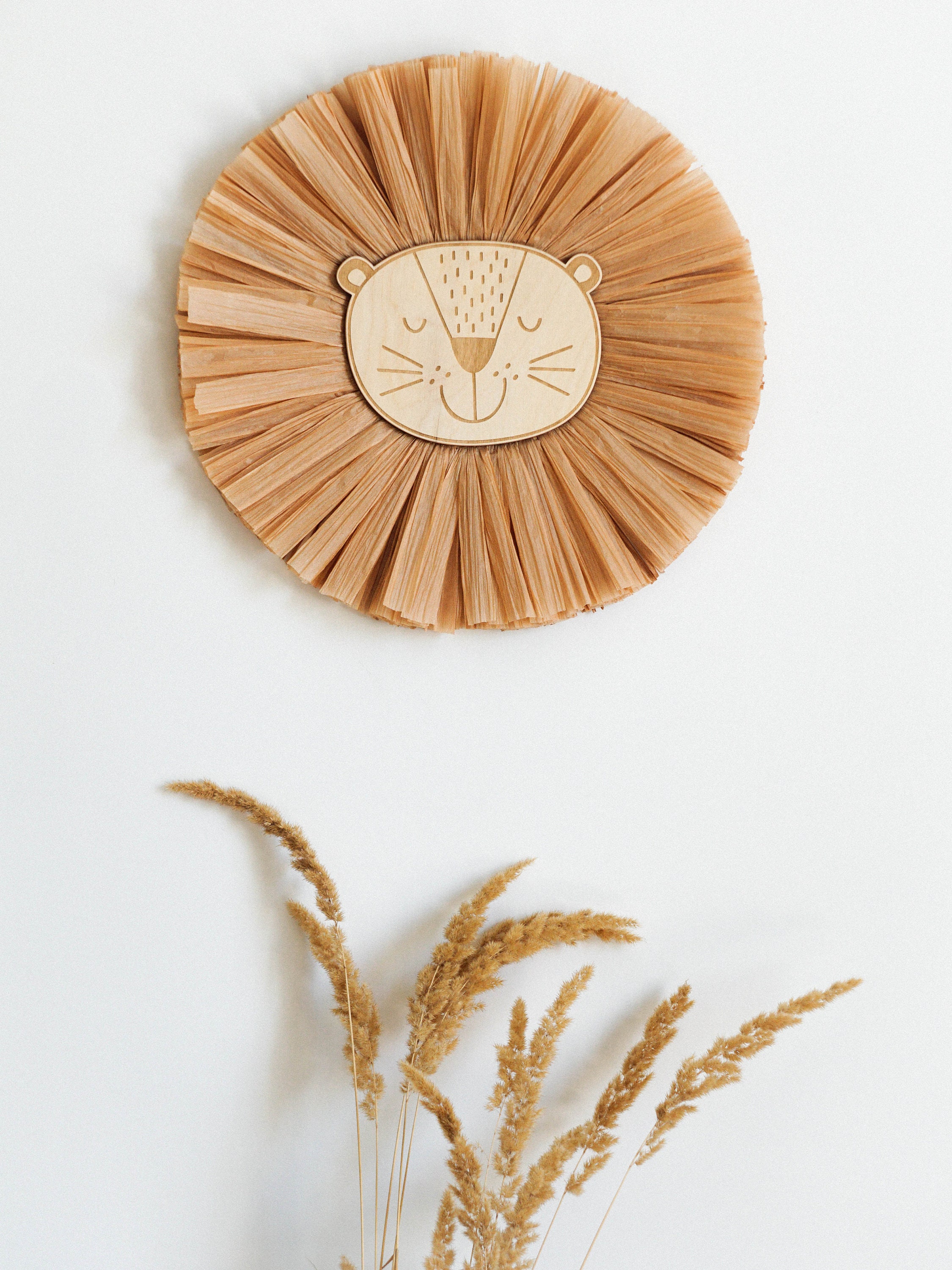 Lion Face Raffia Wall Hanging Safari Jungle Nursery Lion | Etsy