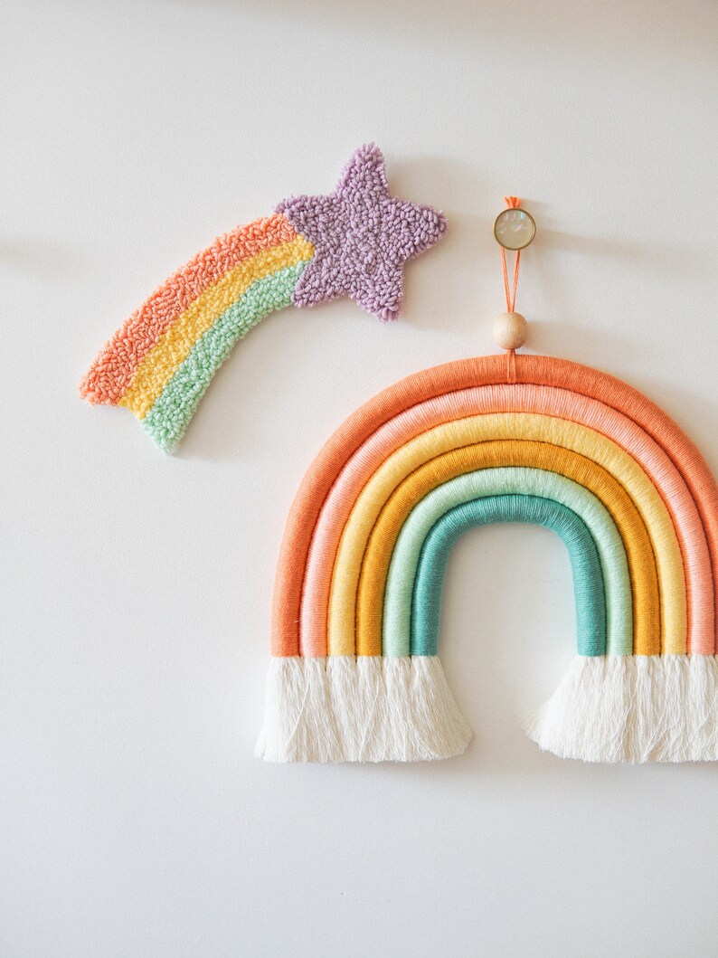 Retro Colors Macrame Rainbow Wall Hanging Fiber Rainbow - Etsy