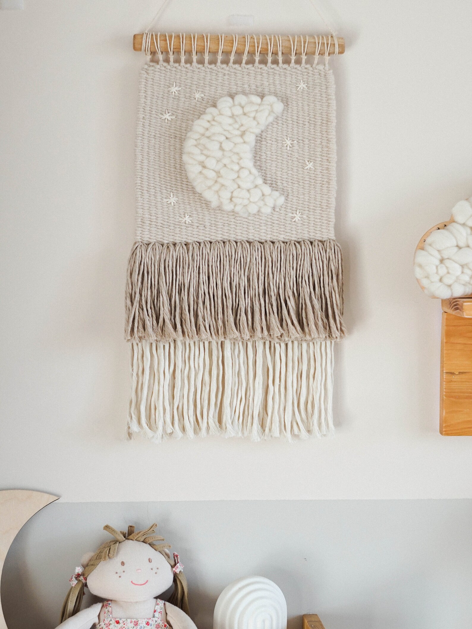 Moon Woven Wall Hanging Moon Decor for Neutral Nursery - Etsy