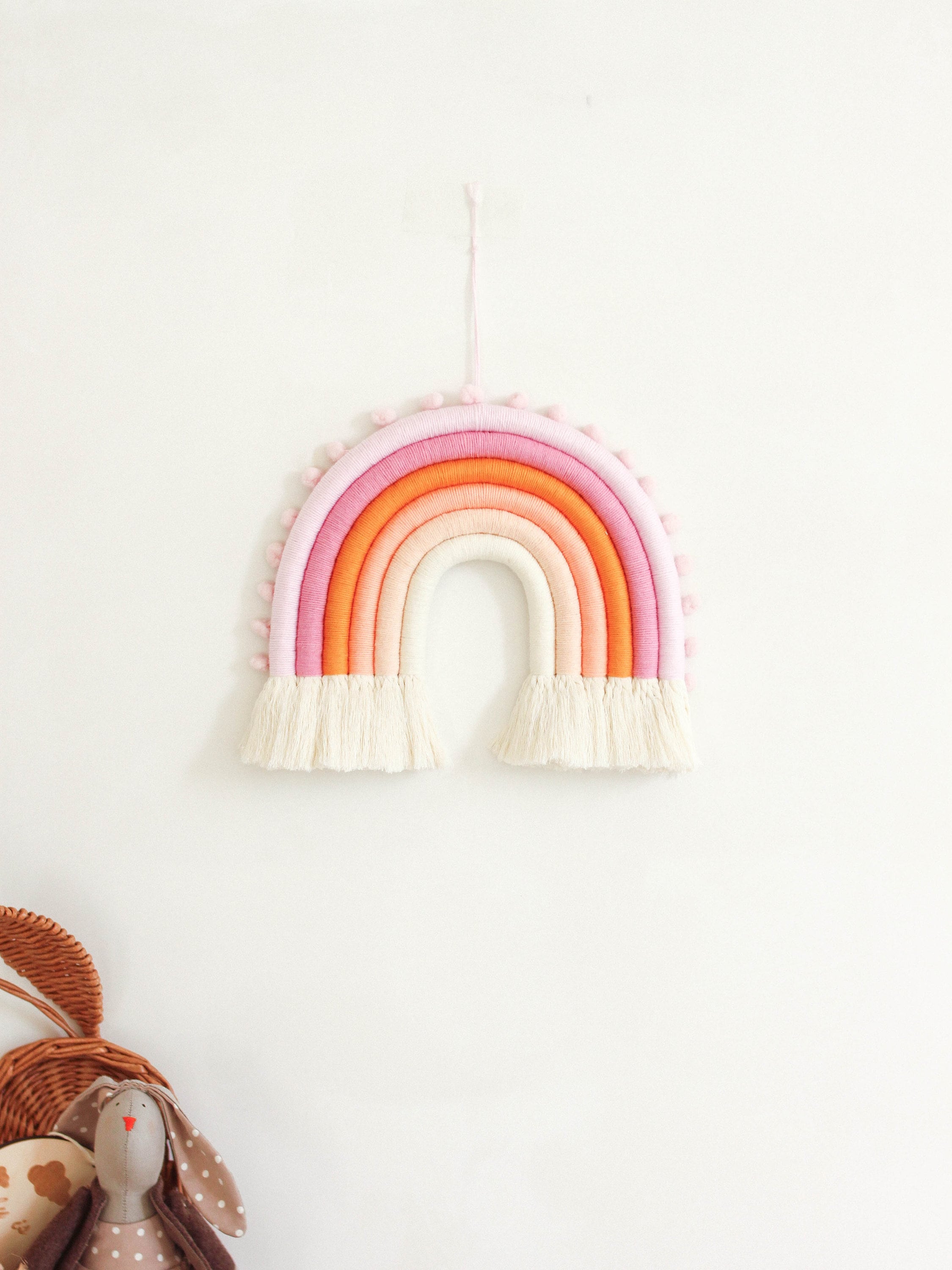 Sweet Baby Girl Macrame Rainbow Wall Hanging With Pompoms - Etsy