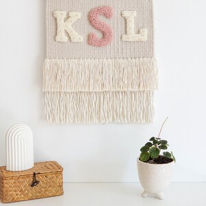 Personalised Three-letter Monogram Woven Wall Hanging, Custom Letter ...