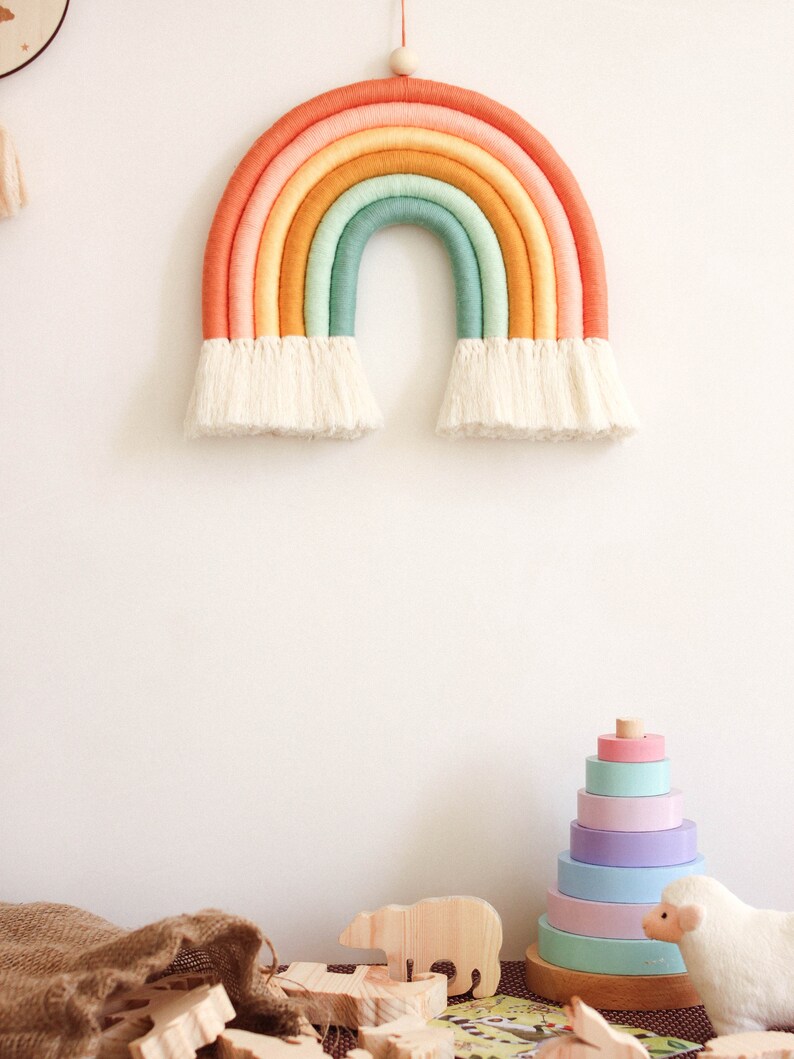 Retro Colors Macrame Rainbow Wall Hanging Fiber Rainbow - Etsy