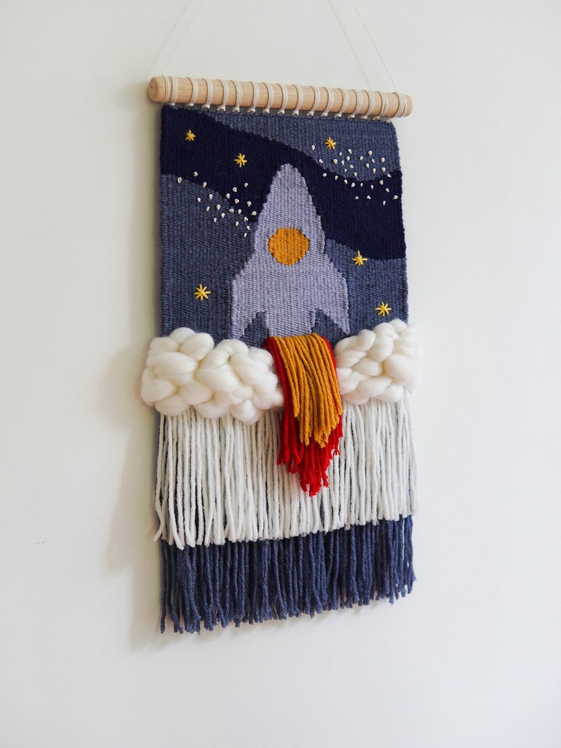 Spaceship Rocket Woven Wall Hanging Rocket Decoration for - Etsy