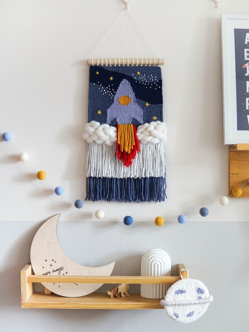 Spaceship Rocket Woven Wall Hanging Rocket Decoration for - Etsy