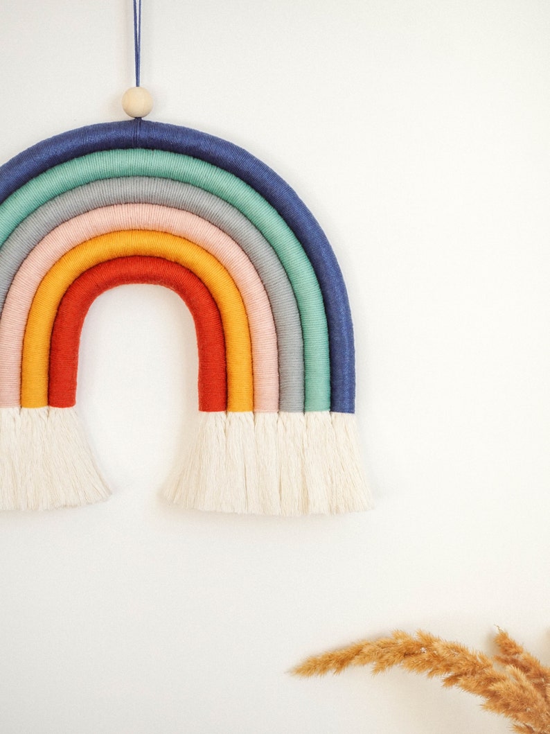 Vivid Retro Colors Macrame Rainbow Wall Hanging Fiber - Etsy