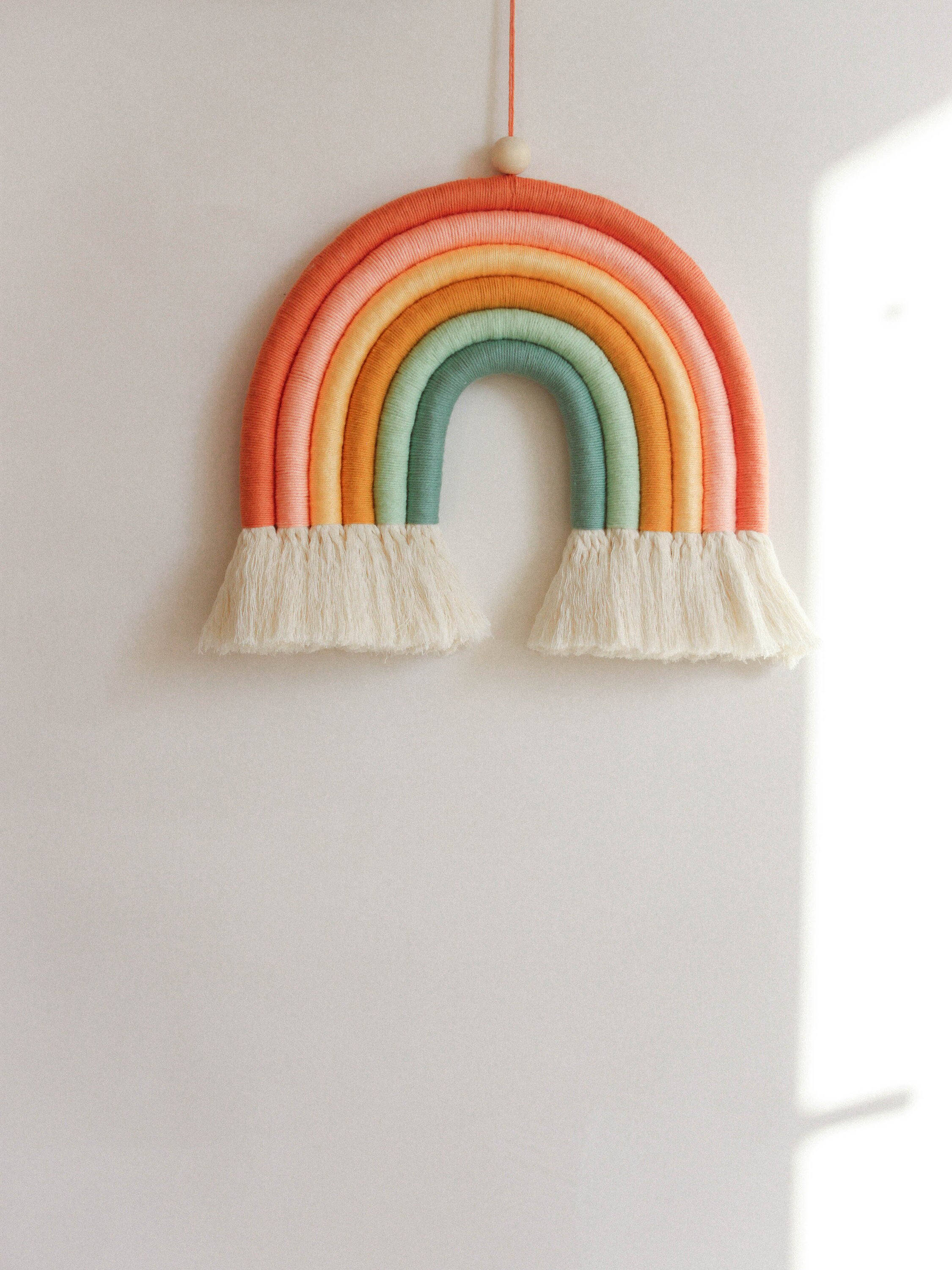 Retro Colors Macrame Rainbow Wall Hanging, Fiber Rainbow, Nursery Wall ...