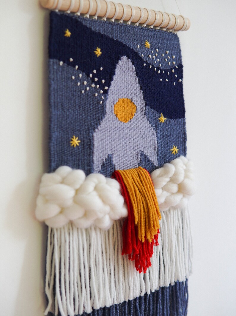 Spaceship Rocket Woven Wall Hanging Rocket Decoration for - Etsy