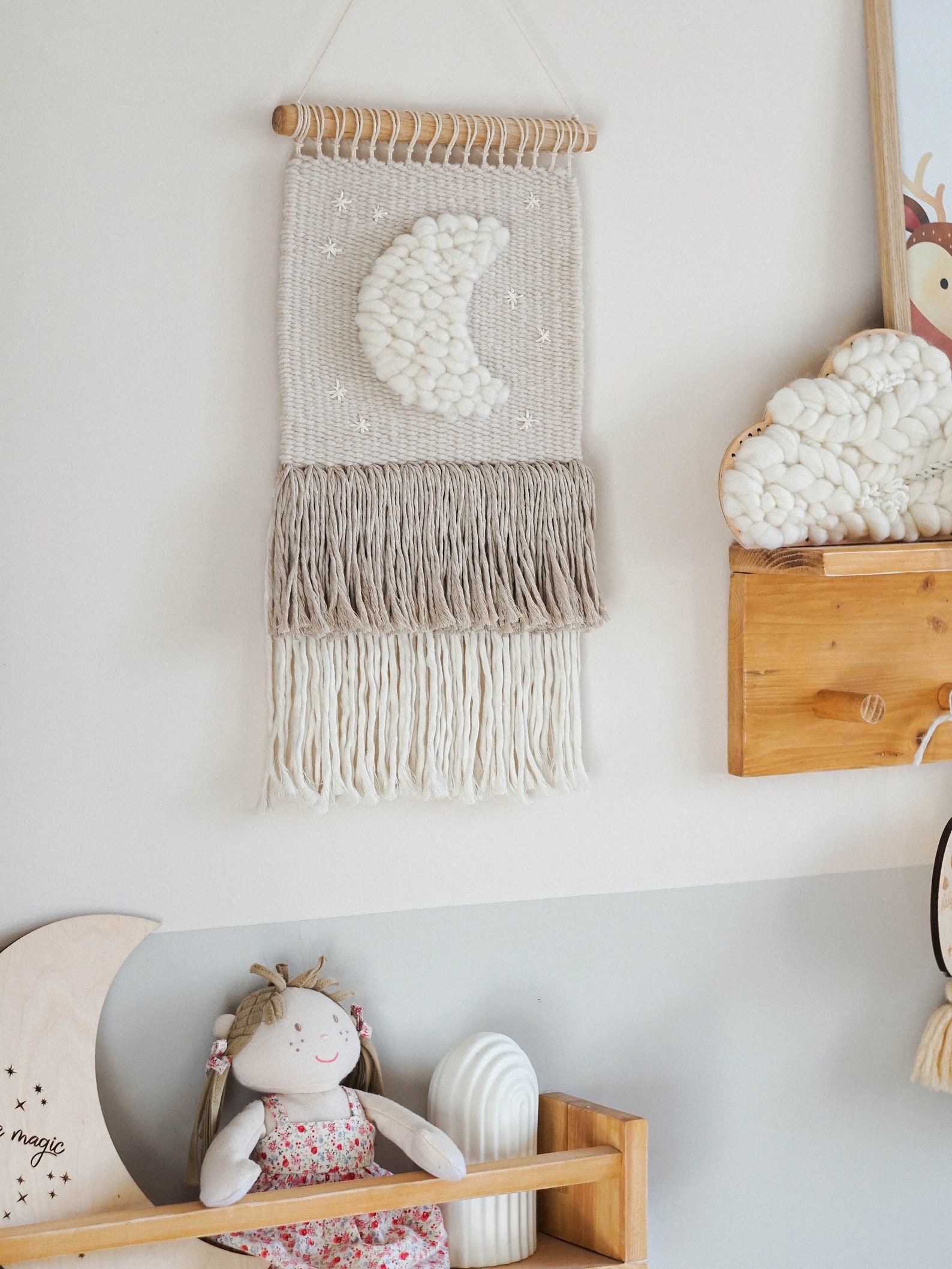 Moon Woven Wall Hanging Moon Decor for Neutral Nursery - Etsy