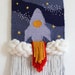 Spaceship Rocket Woven Wall Hanging, Rocket Decoration for Kids Space ...